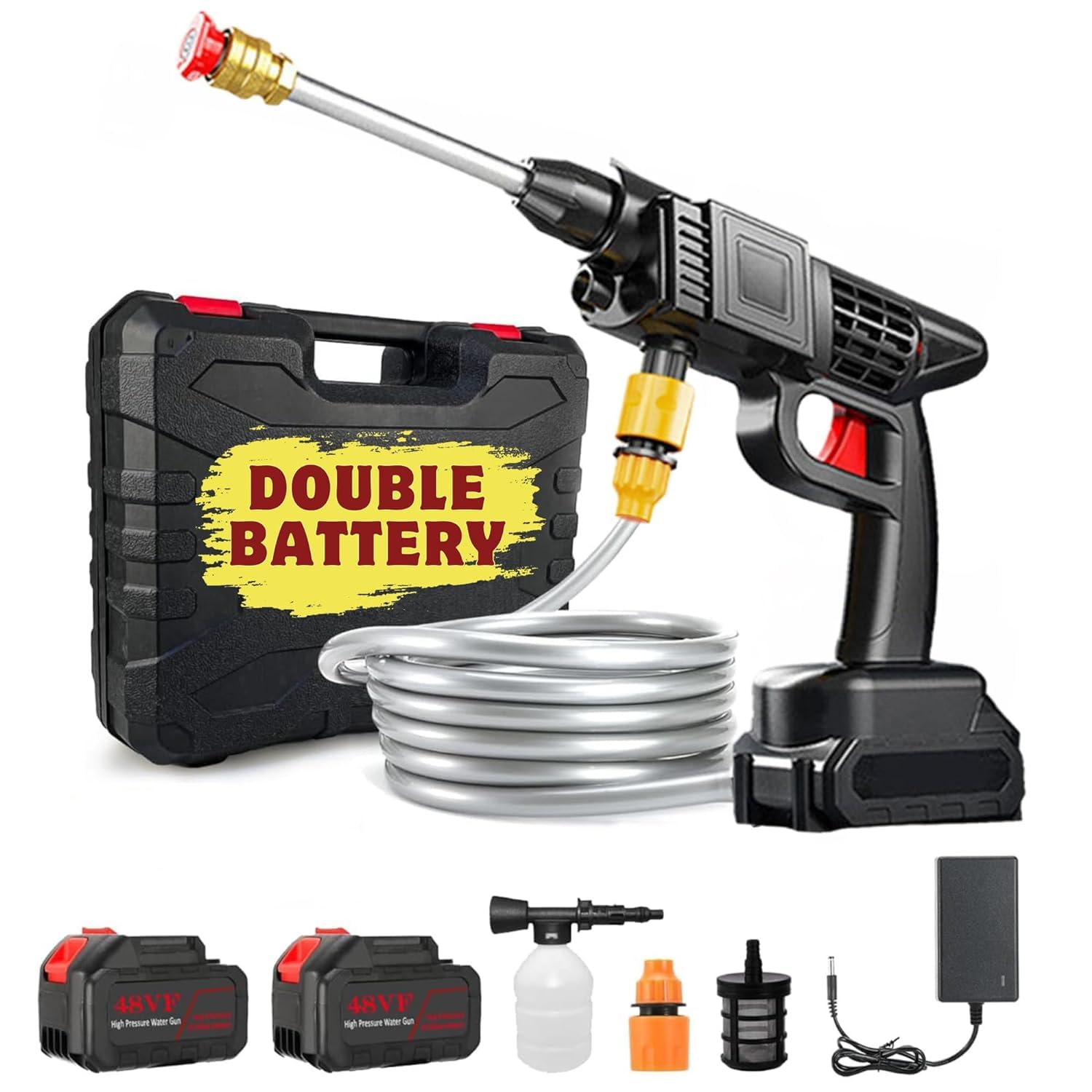 Double 48V Portable Pressure Washer with Rechargeable Battery12000mah mycookwareshop
